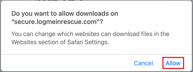 Webroot LogMeIn (LMI) session instructions for Apple (Mac) Computers