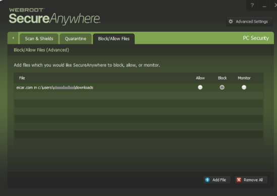 Blocking or Allowing Files