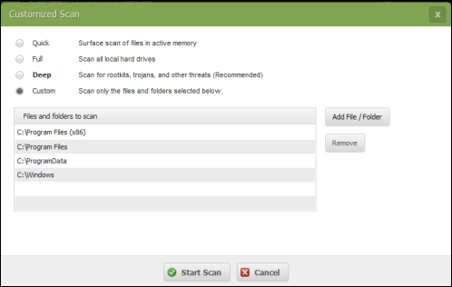 SecureAnywhere How to run a custom scan