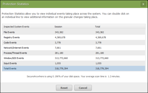 SecureAnywhere Viewing the protection statistics