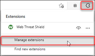 Uninstall Web Threat Shield Microsoft Edge