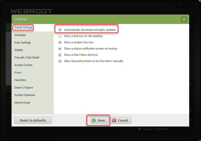 Web Threat Shield Requires Current Webroot SecureAnywhere Version