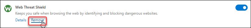 Uninstall Web Threat Shield Microsoft Edge
